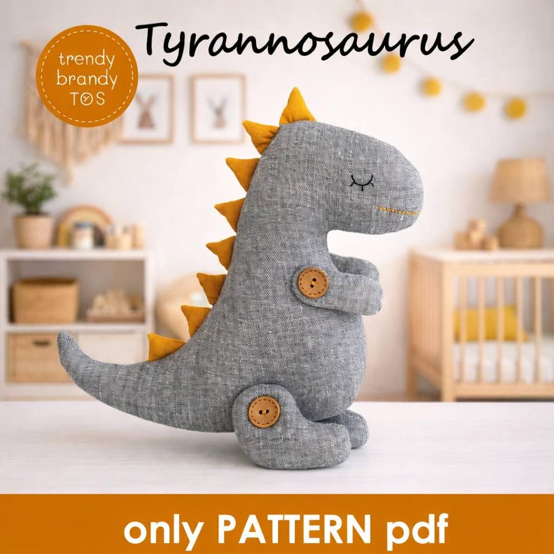 T-rex Sewing Pattern: Linen Dinosaur Soft Toy (PDF Download A4 Size) - Etsy