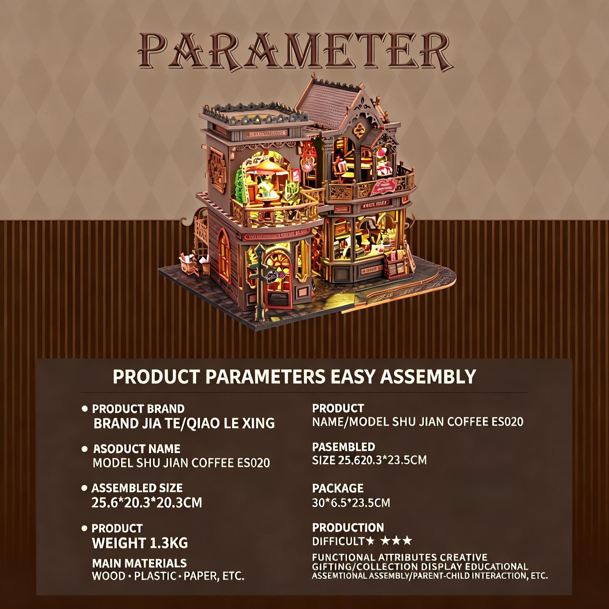 DIY Miniature Bookstore & Coffee House Dollhouse Kit With LED Lighted ...