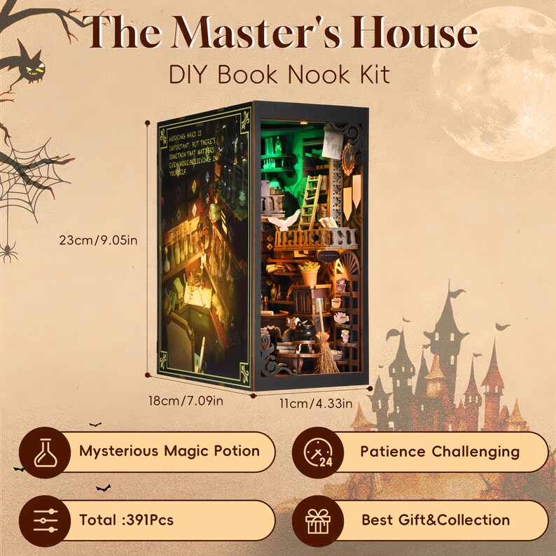 DIY Wizard Library Book Nook Kit – Handmade Miniature Diorama With LED ...