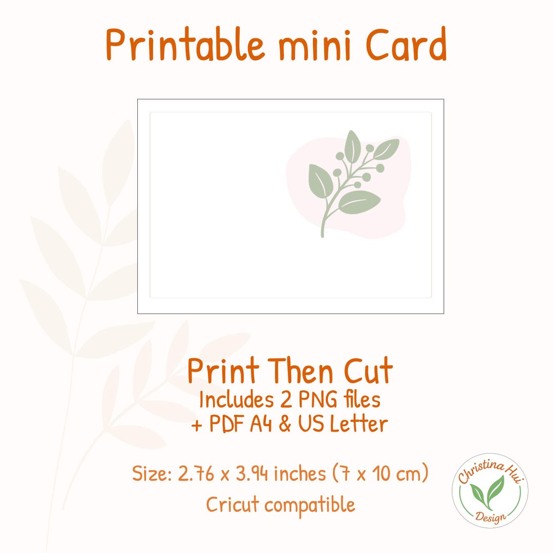 Organic Leaf Silhouettes Mini Card 01 | Print Then Cut | Cricut ...