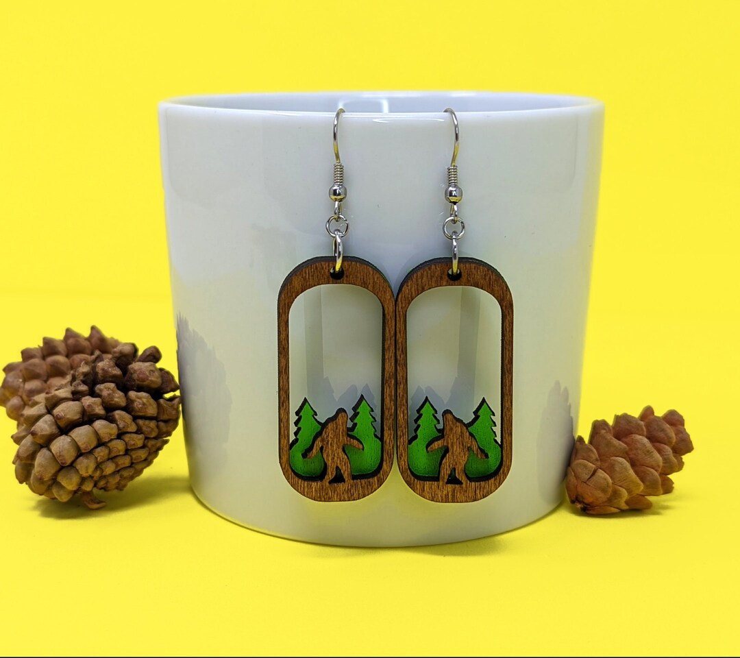 Bigfoot Sasquatch Wooden Novelty Earrings | Bigfoot Earrings ...