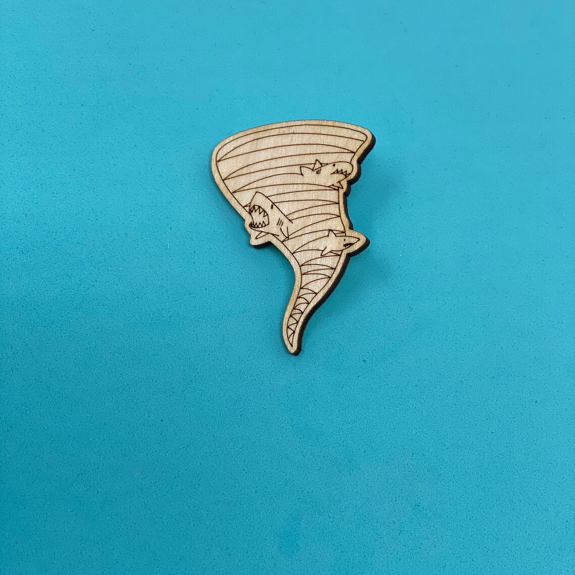 Sharknado Pin wood pin for shark lovers and the extreme storm | Etsy