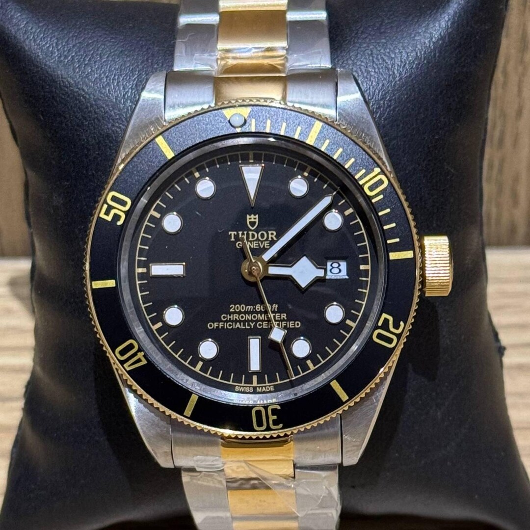 Vintage Tudor Automatic Movement Round Black Dial Two Tone Stainless ...