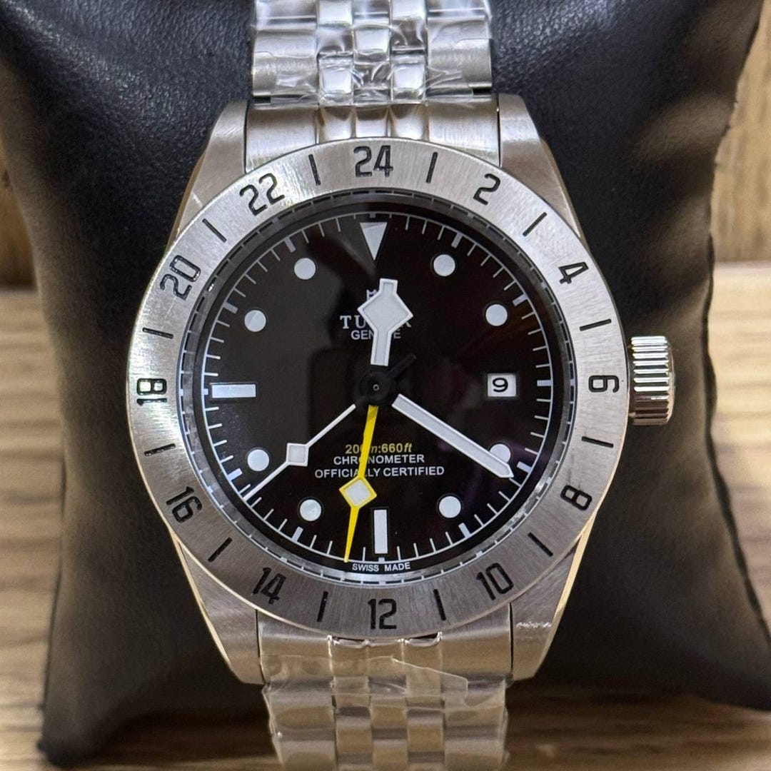 Vintage Tudor Automatic Movement Round Black Dial Silver Stainless ...