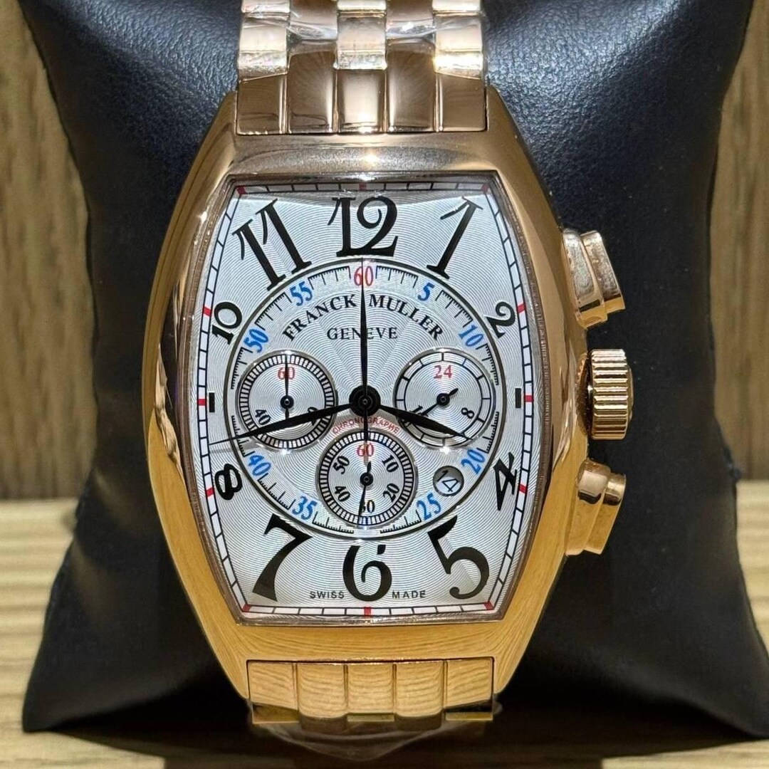 Vintage Franck Muller Chronograph Quartz Movement White Dial Rose Gold ...