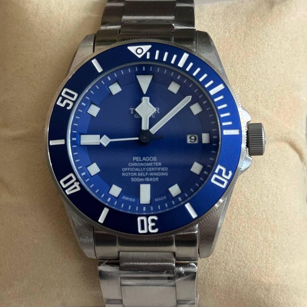 Vintage Tudor Automatic Movement Round Blue Dial Silver Stainless Steel ...