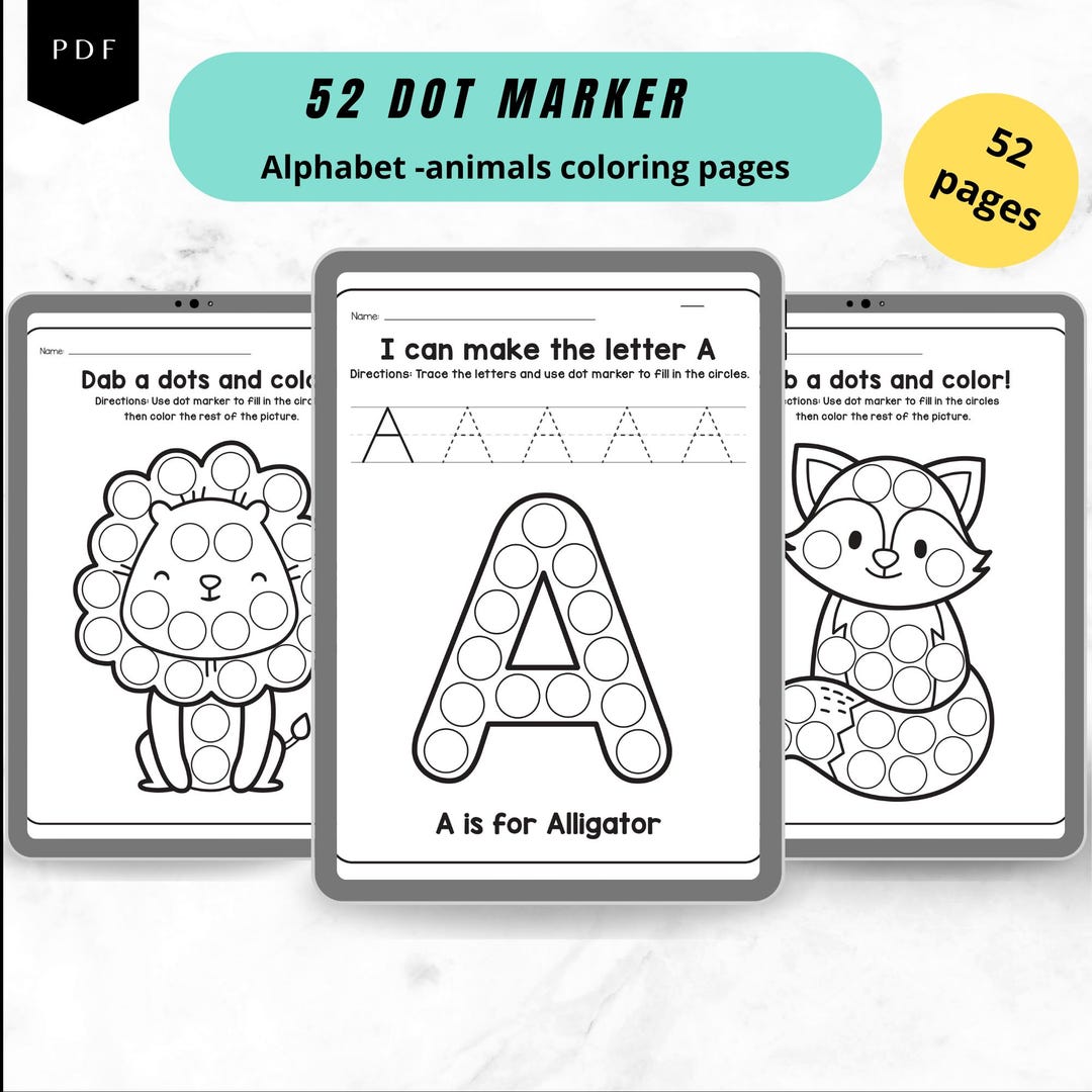 Animal Do A Dot Coloring Pages – Printable Dot Marker Worksheets for ...