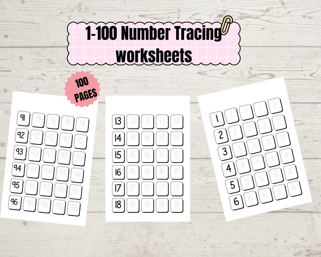Numbers 1–100 Tracing Worksheets for Preschool | Printable Handwriting ...