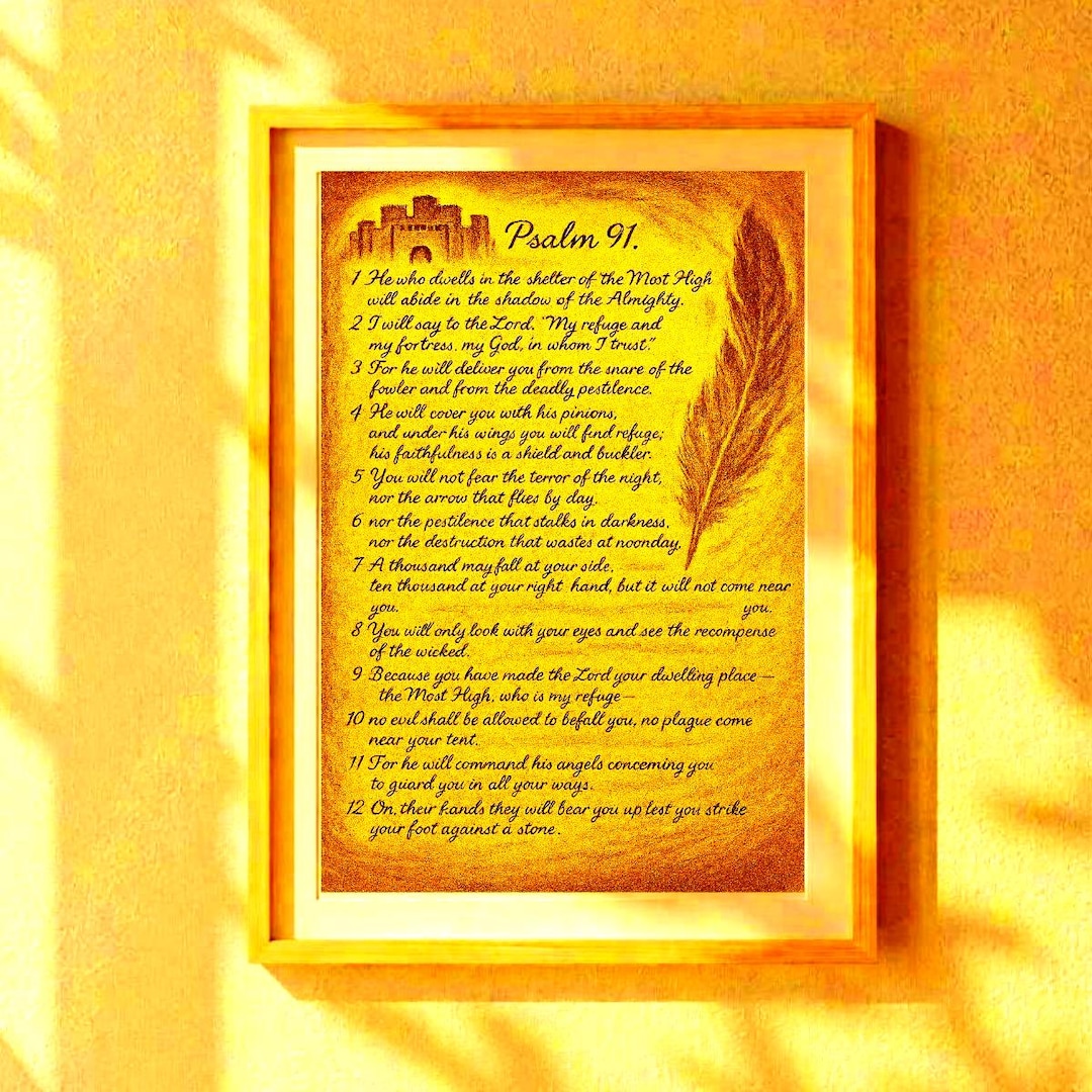 Psalm 91 Protection Prayer Entire Verse Printable He Will Cover You for ...