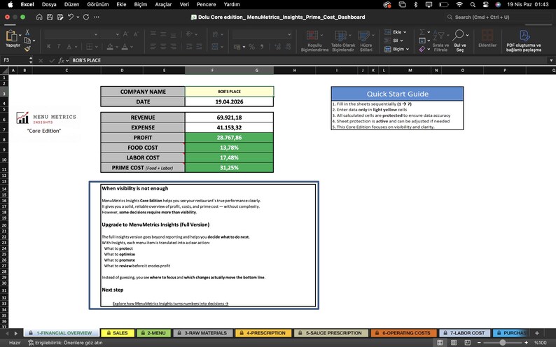 Food Cost Calculator Excel Template Restaurant Menu Costing Spreadsheet ...