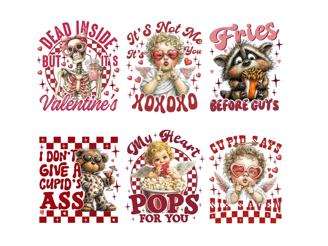 Sassy Valentine Cupid PNG Bundle Funny Retro Valentine's Day ...