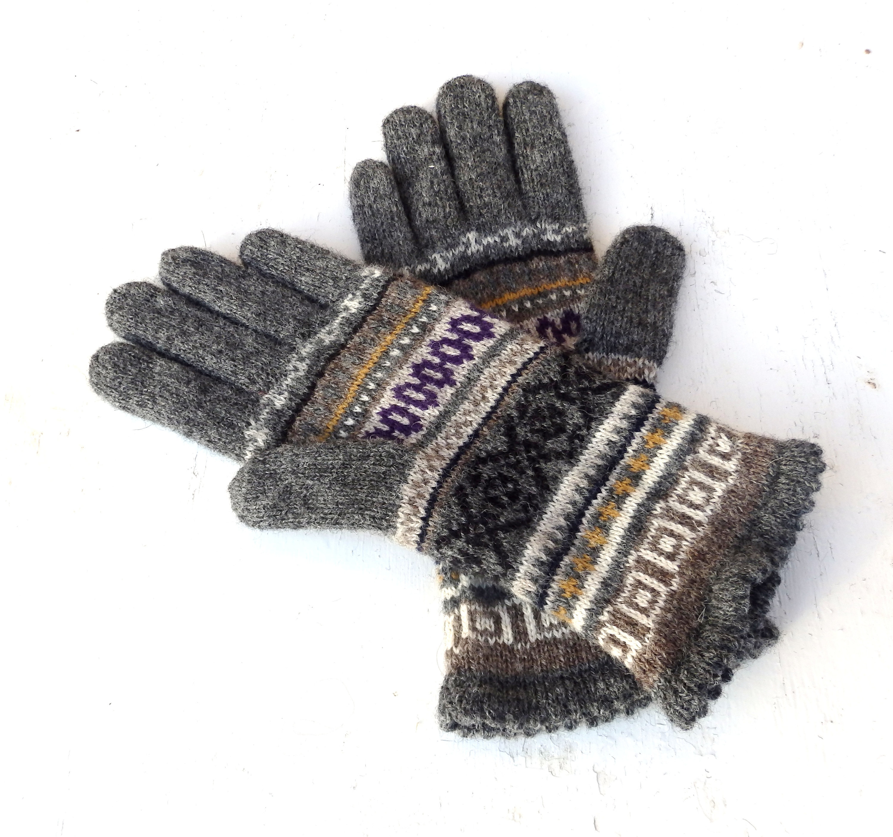 Knitted gloves knit wool gloves with fingers woolen fingered | Etsy