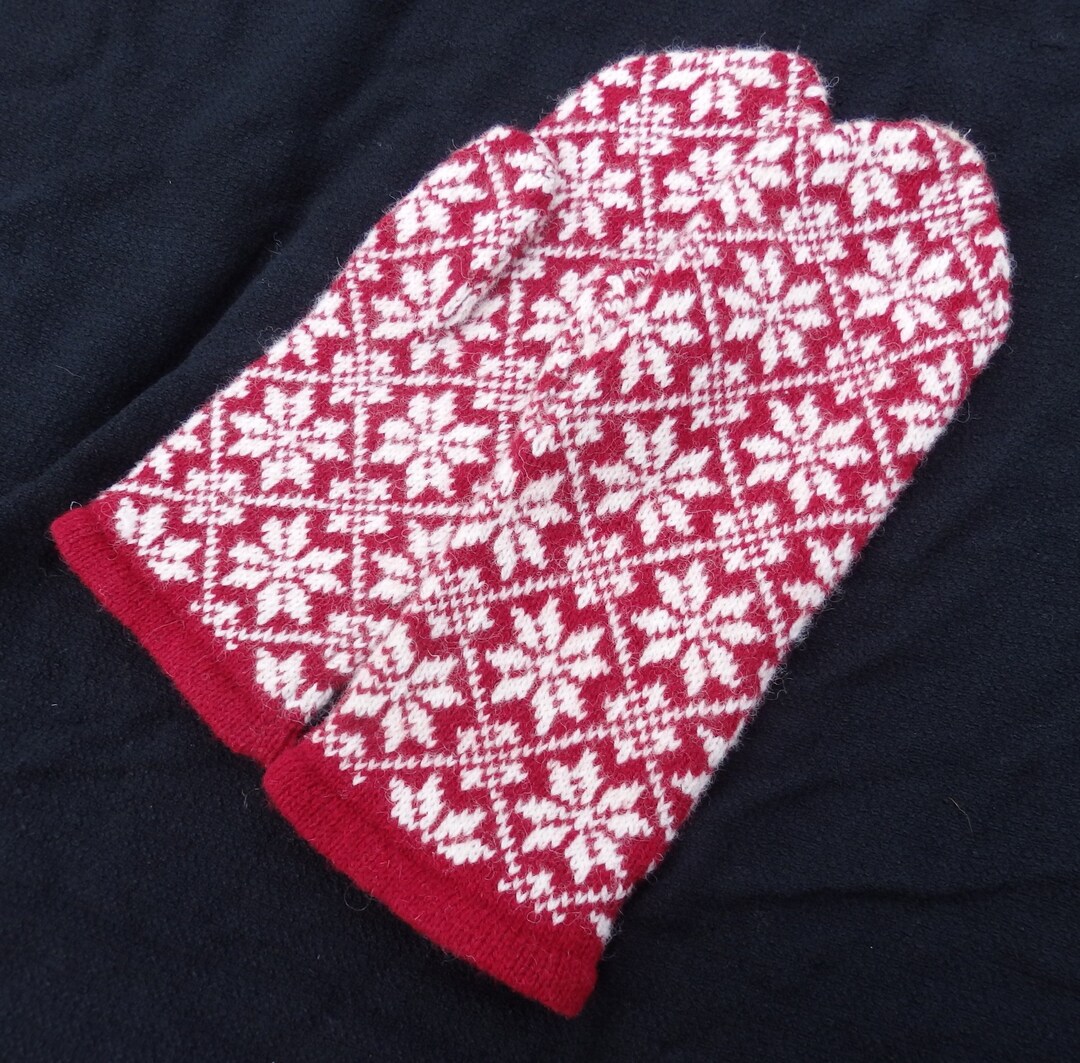Knitted colorful mittens red white Latvian wool mittens knit - Etsy 日本