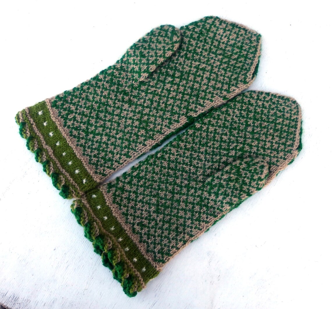 Mittens Hand Knit Wool Mittens Knitting Winter Gloves Nordic | Etsy