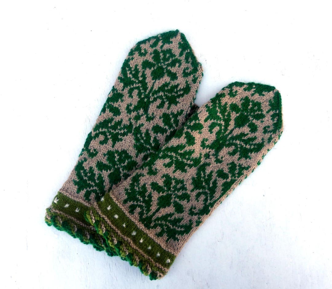 Mittens, Hand Knit Wool Mittens, Knitting Winter Gloves Nordic Arm ...
