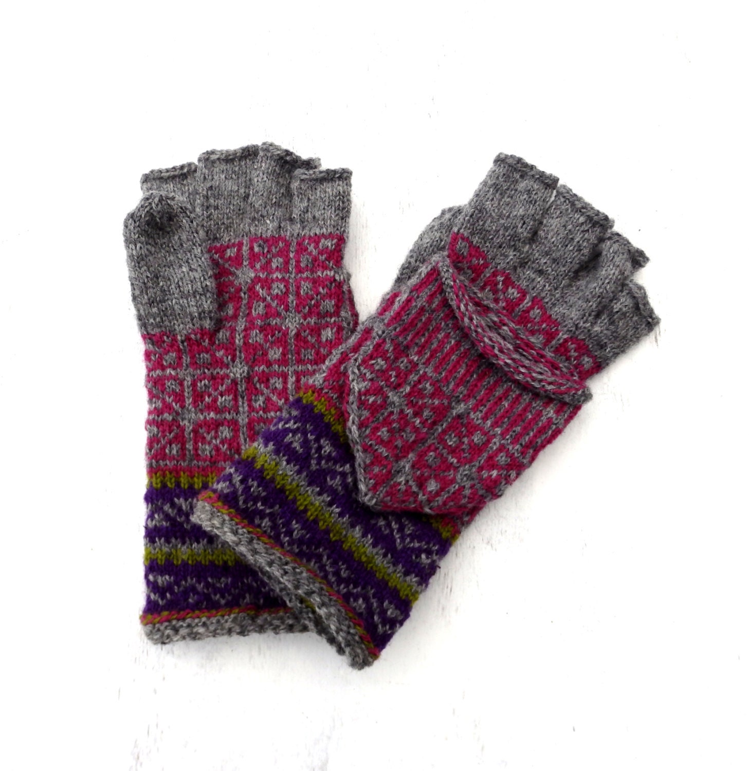 Hand Knitted Wool Convertible Gloves Knit Hooded Adult - Etsy