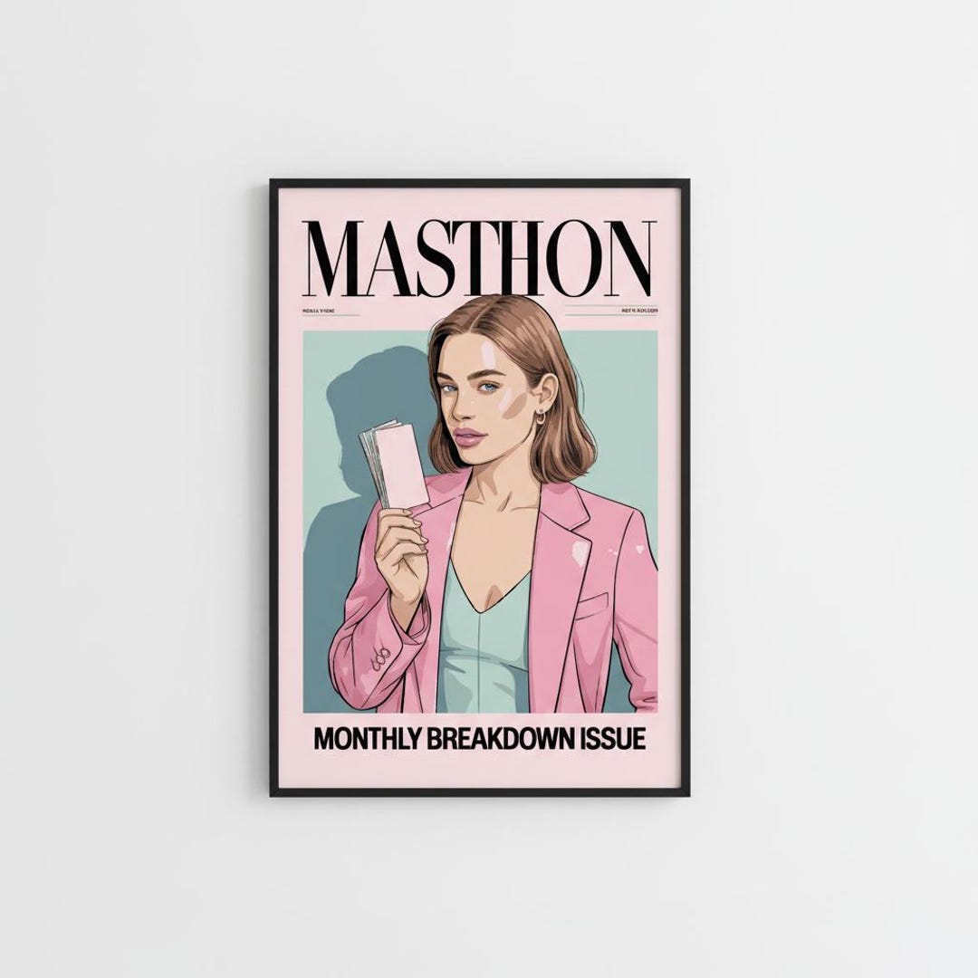 Funny Feminine Magazine Cover Art Print – Monthly Breakdown (digital ...