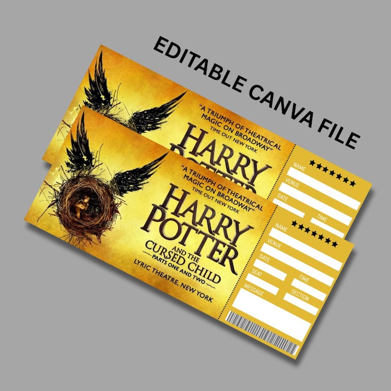 Editable Cursed Child Surprise Ticket Template, Event Gift Ticket ...