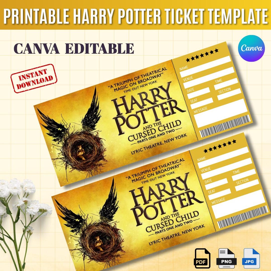 Editable Cursed Child Surprise Ticket Template, Event Gift Ticket ...