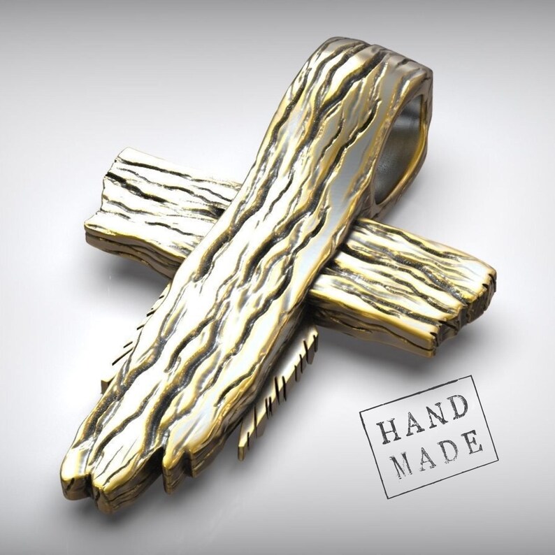 Jesus Christ Pendant: Rustic Wooden Cross Design (sterling Silver) - Etsy
