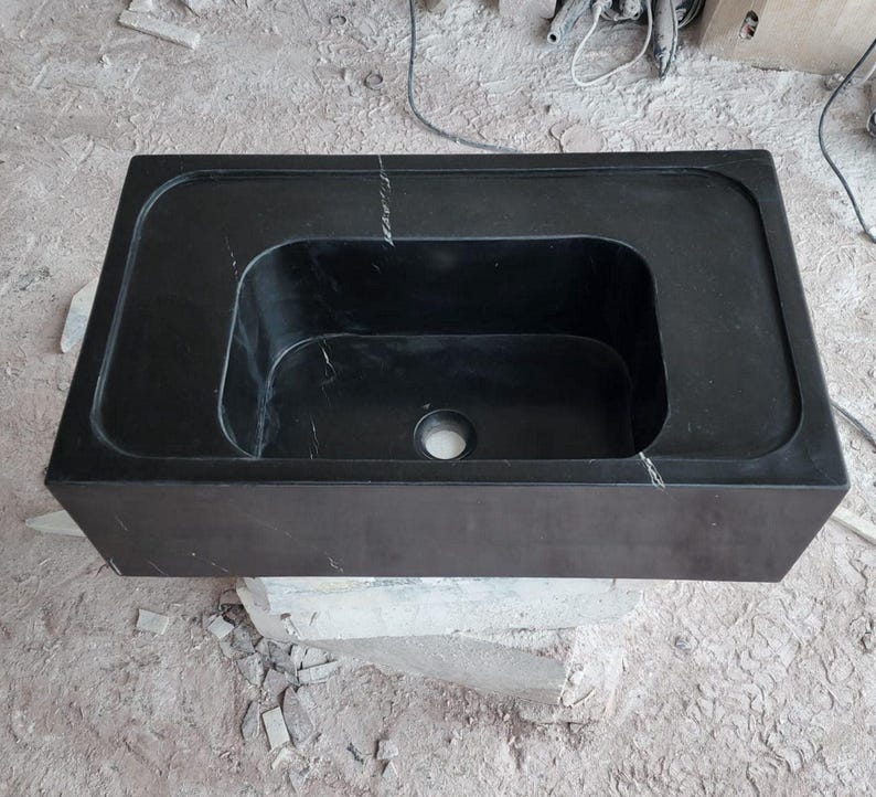 Nero Marquina Marble Sink, Handmade Black Stone (wall Mount or Vessel ...
