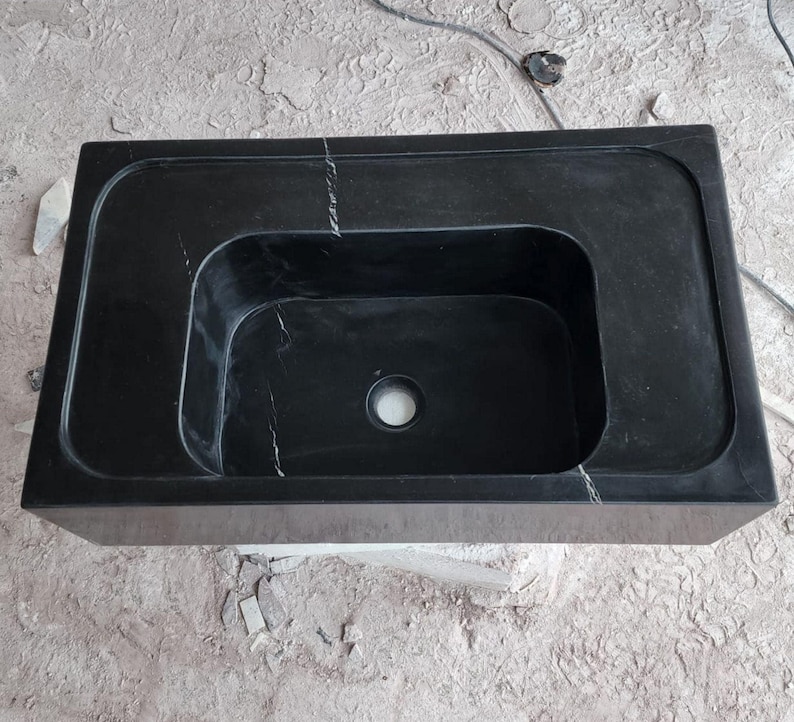 Nero Marquina Marble Sink, Handmade Black Stone (wall Mount or Vessel ...