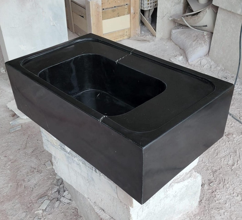 Nero Marquina Marble Sink, Handmade Black Stone (wall Mount or Vessel ...
