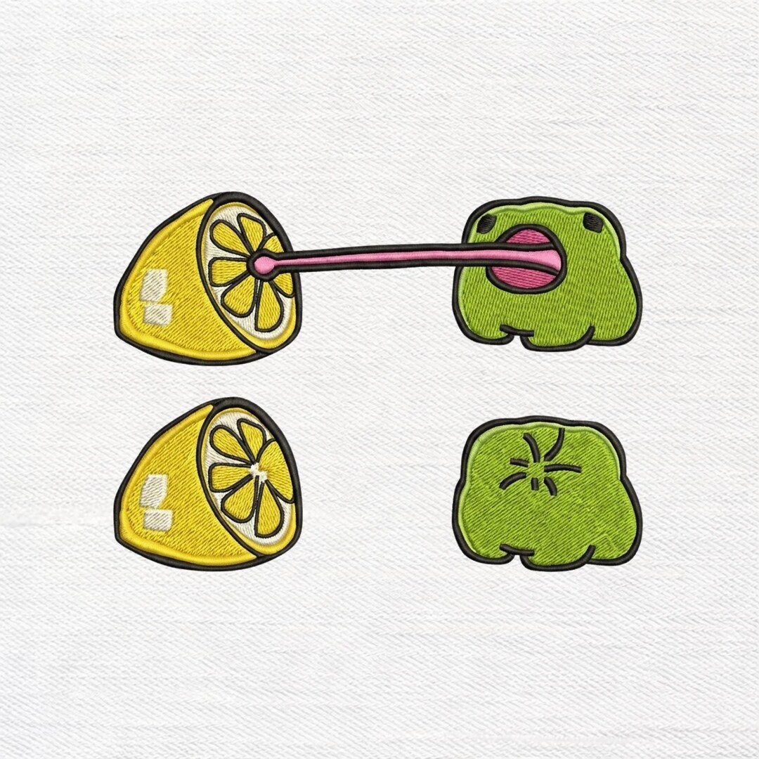 Funny Frog Eating Lemon Machine Embroidery, Design Digital File ...