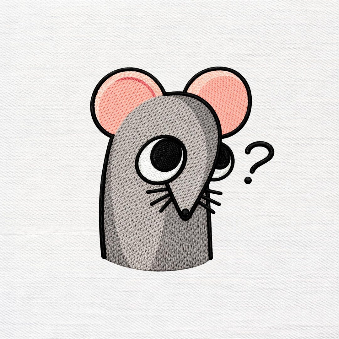 Confused Mouse Embroidery Pattern, Cartoon Mouse Design, Digital File ...