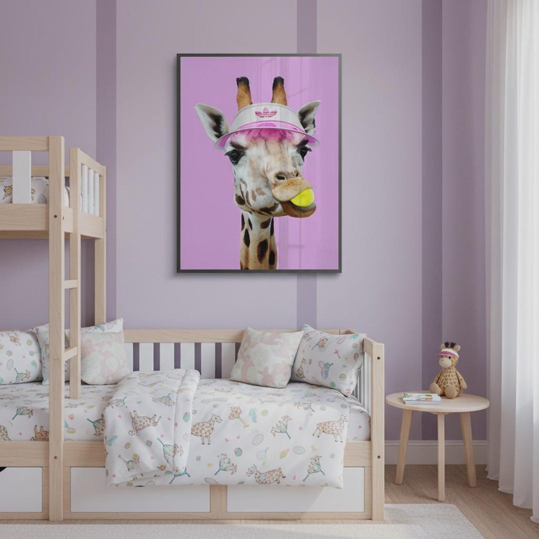 Tennis Giraffe Poster | Fun Sports Animal Wall Art | Playful Kids Room ...