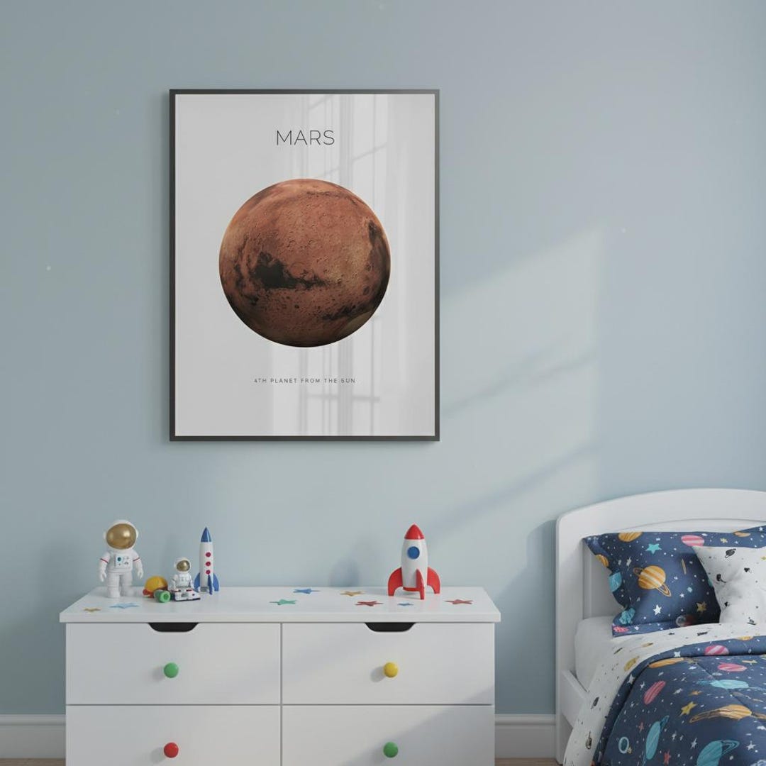 Mars Planet Poster | Kids Space Wall Art | Educational Solar System ...