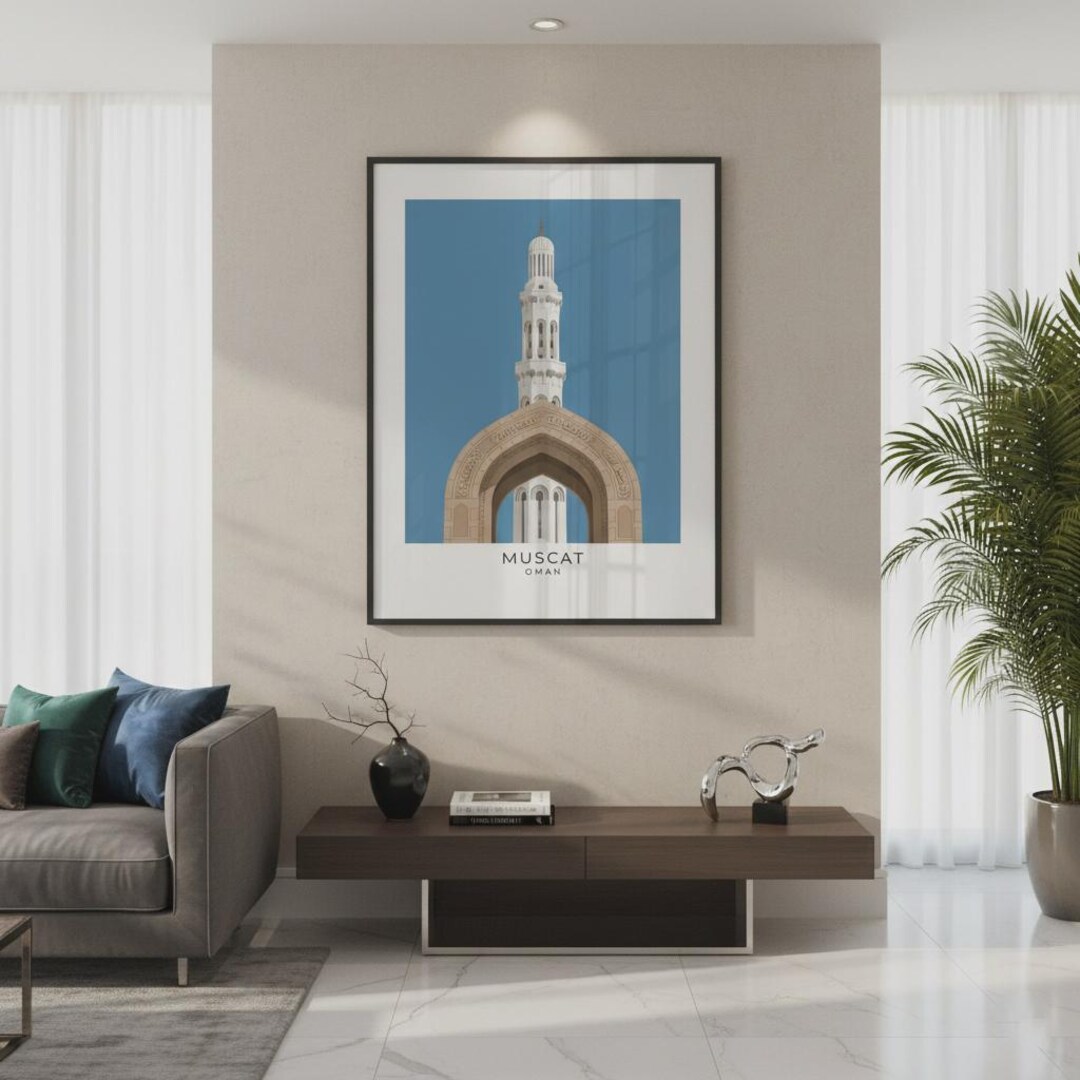 Sultan Qaboos Grand Mosque Poster | Minimalist Islamic Architecture ...