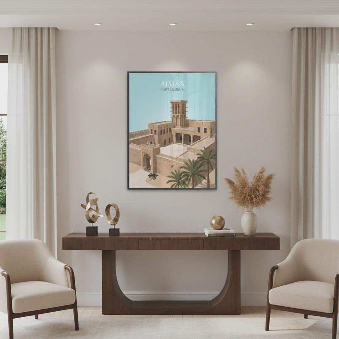 Ajman Fort Museum Poster | Emirati Heritage Architecture Art | Historic ...