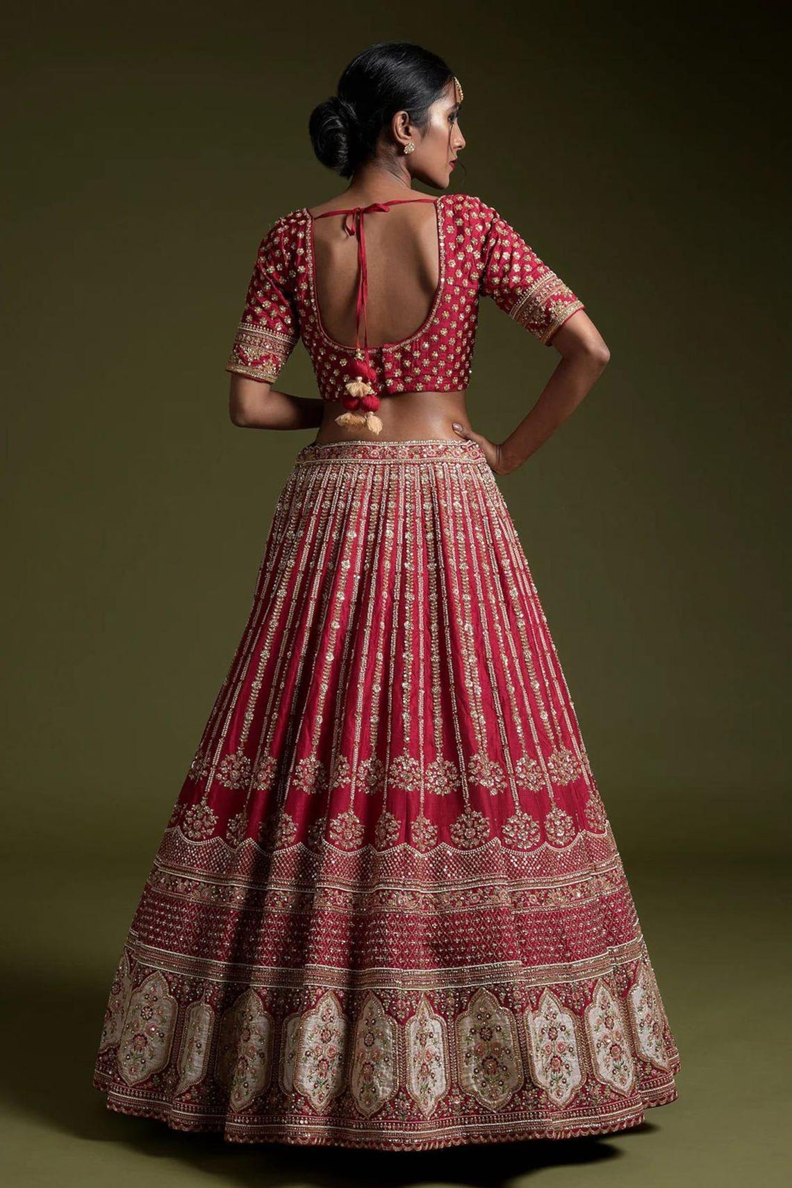 Designer Red Soft Net Lehenga Choli for Engagement & Wedding, Heavy ...