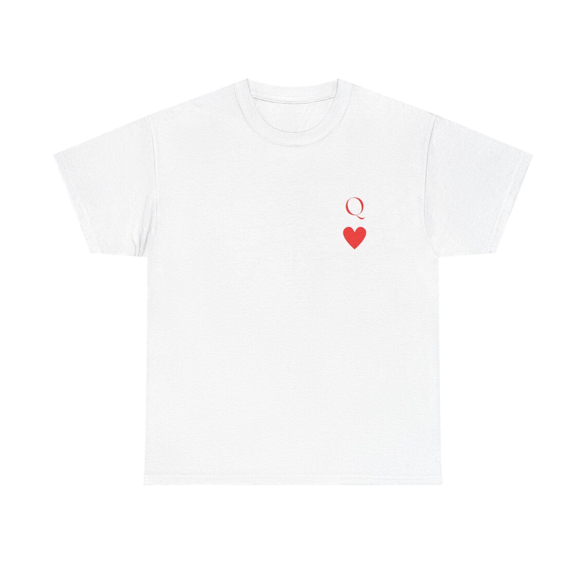 Queen of Hearts T-Shirt | Small Chest Playing Card Heart Design - Etsy ...