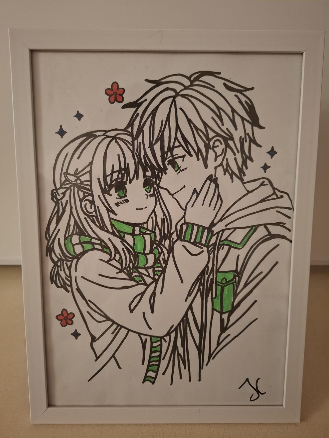 Hand Drawn Anime Portrait A4 Custom Ink Illustration of Your Photo ...