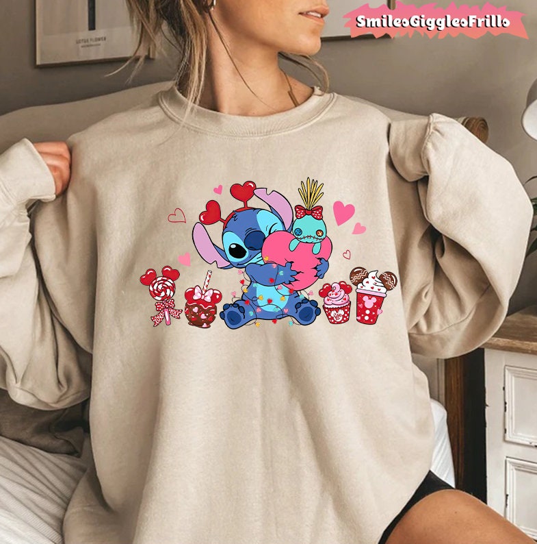 Stitch Valentine Sweatshirt, Womens Valentines Day Sweatshirt ...