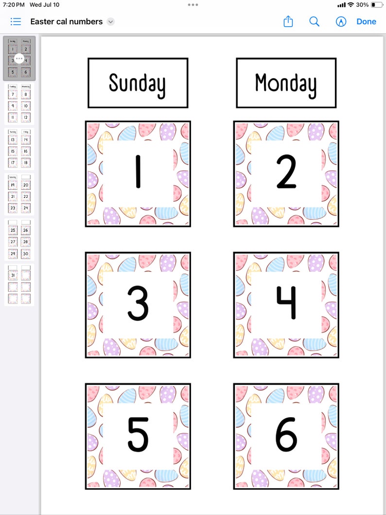Easter Calendar Numbers Classroom - Etsy