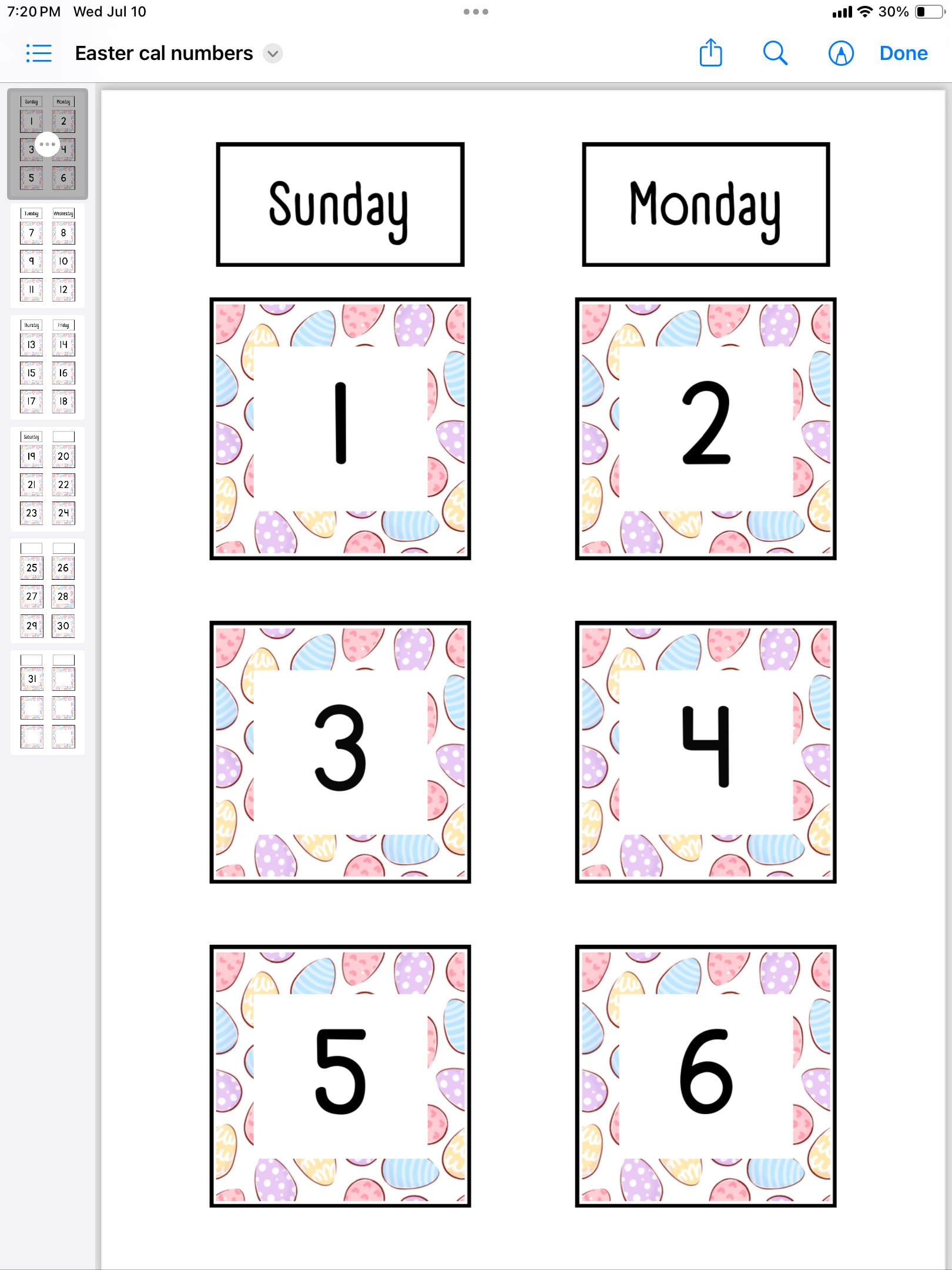 Easter Calendar Numbers Classroom - Etsy