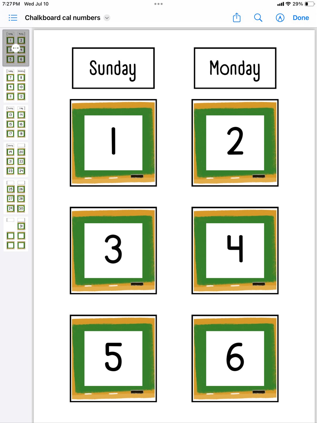 Chalkboard Calendar Numbers Classroom - Etsy