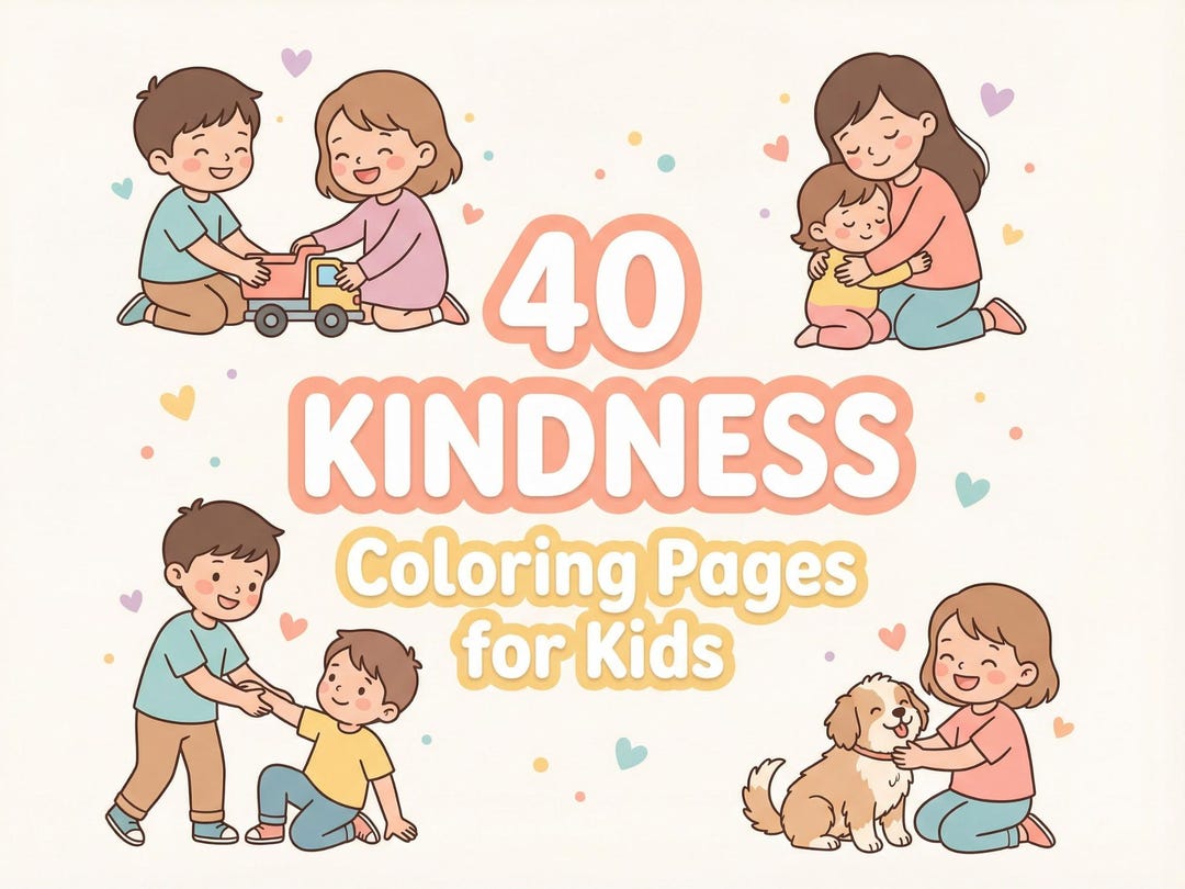 40 Kindness Coloring Pages for Kids, Social Emotional Learning (digital ...