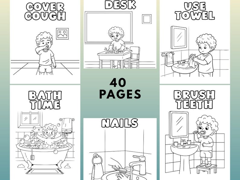 Cleanliness Hygiene Coloring Pages for Kids | 40 Printable Preschool ...