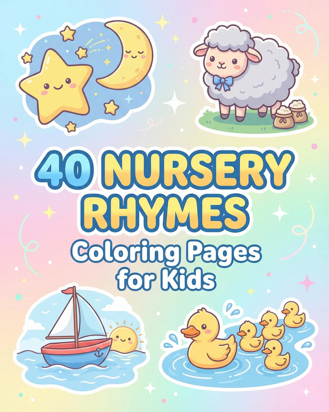 Nursery Rhymes Coloring Pages | 40 Kids Printable Activity Sheets (2 ...
