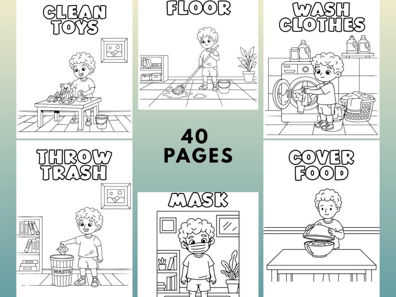Cleanliness Hygiene Coloring Pages for Kids | 40 Printable Preschool ...