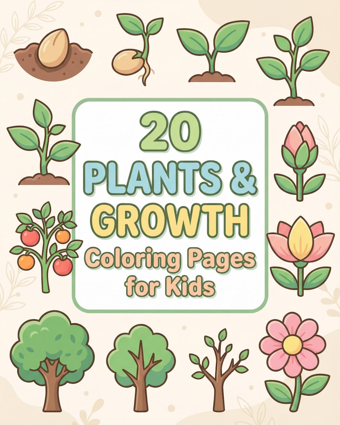 Plants and Growth Coloring Pages for Kids | Educational Art (2 PDF ...