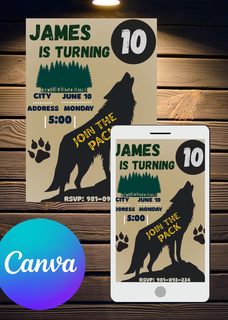 Werewolf Birthday Invitation – Printable and Editable Wolf Party Invite ...