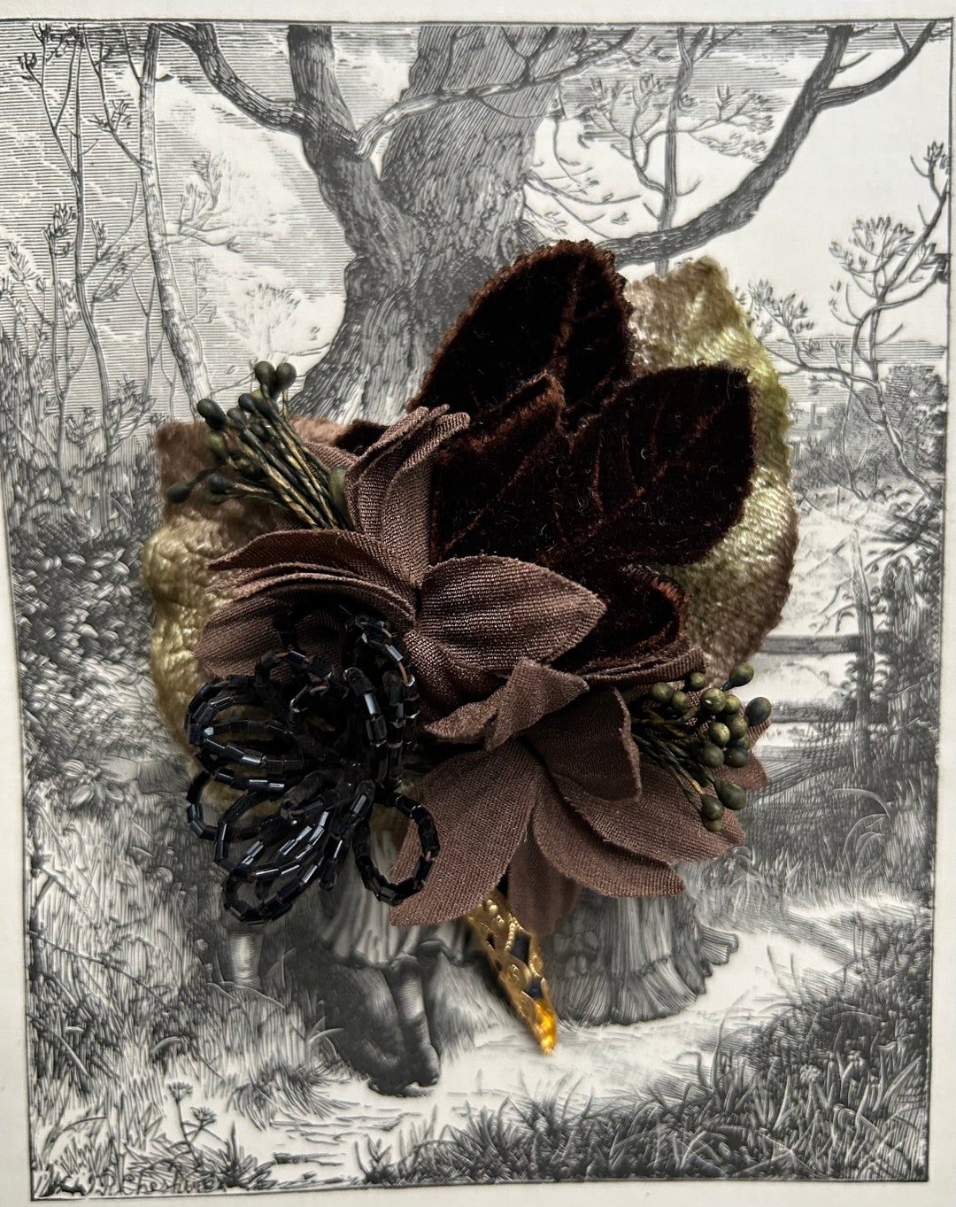 Chocolate Shimmer - Nosegay, Tussie Mussie, Corsage Pin, Bridal Gift ...