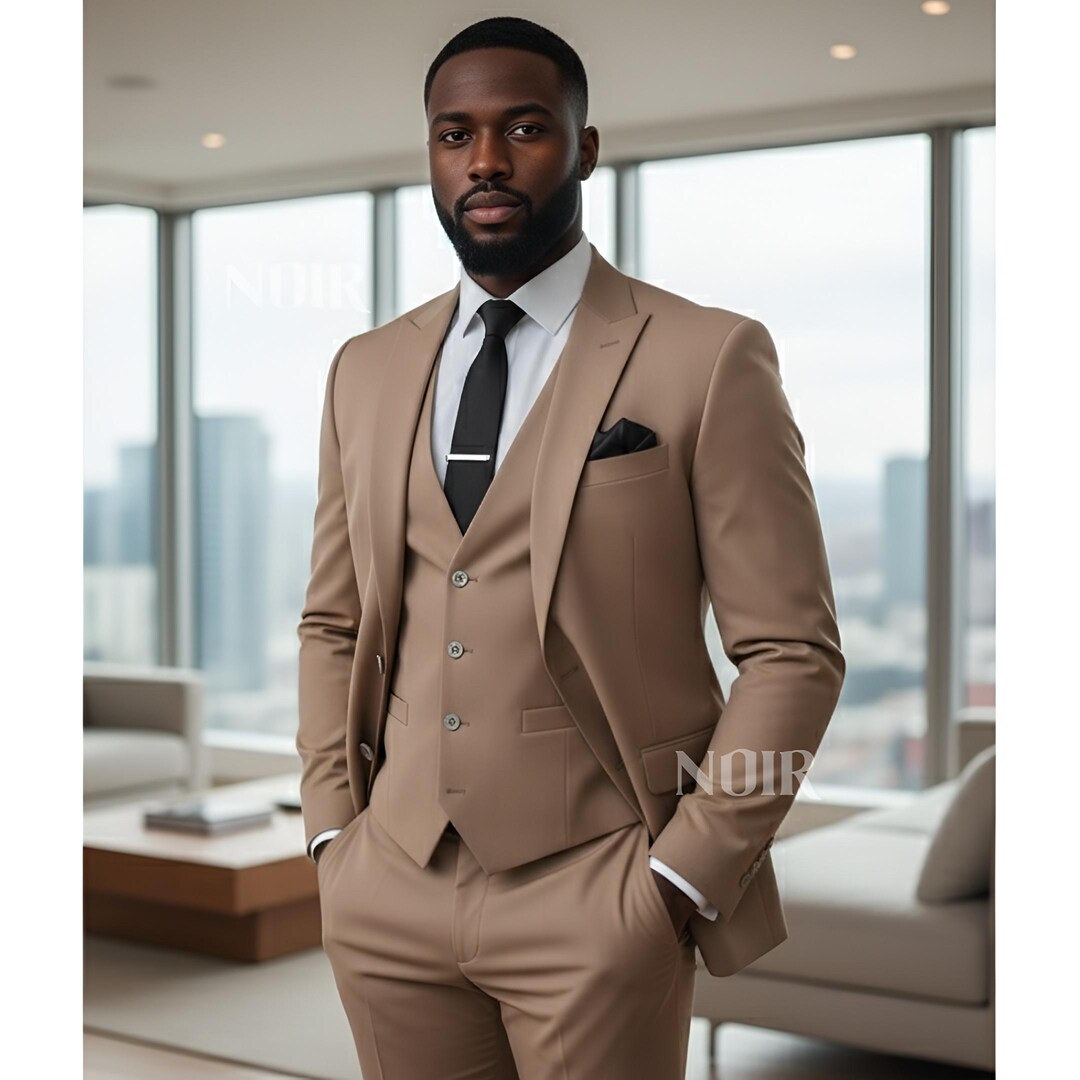 Camel 3-piece Men's Suit | Groom Wedding Suit Trauanzug Herren Costume ...