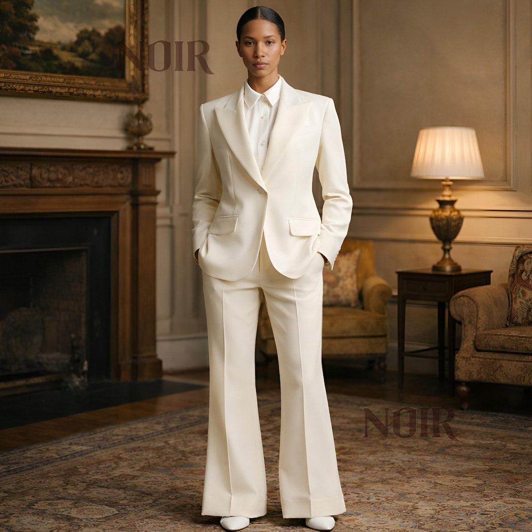 Women Cream Suit Bridal Tuxedo Trauanzug Damen Weiss Costume Femme ...