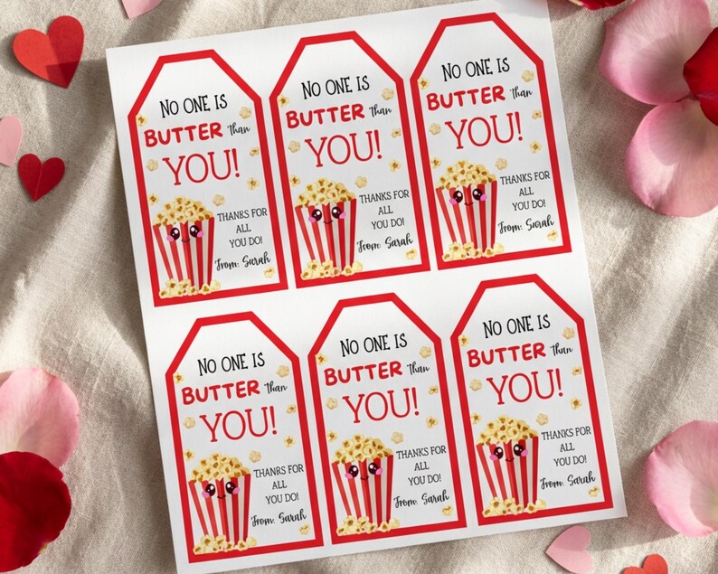 Popcorn Gift Tag Printable, Teacher, Employee, Staff, Nurse, Coworker ...